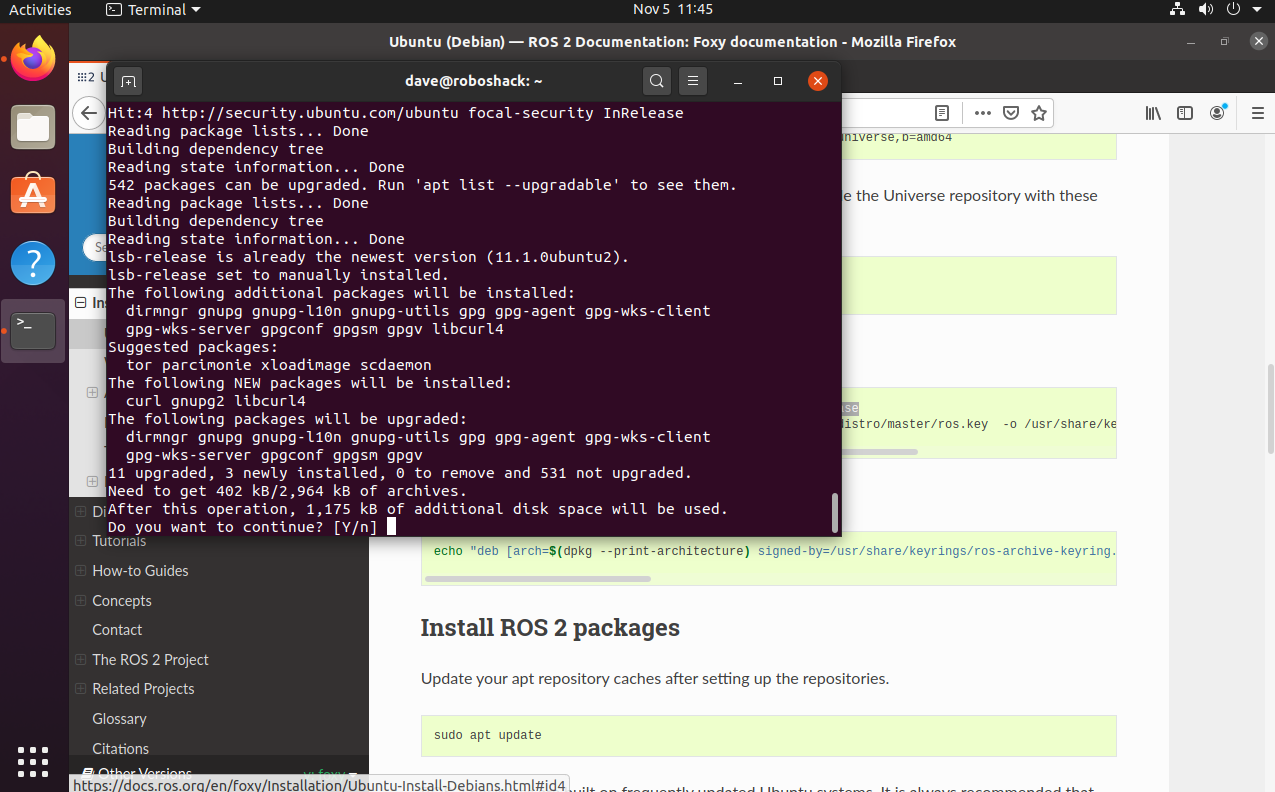 Installing Ros2 Foxy Daves Roboshack